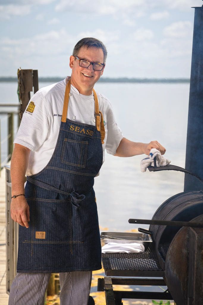 Chef Jim Shirley manning the smoker outside The Bay restaurant in Santa ...